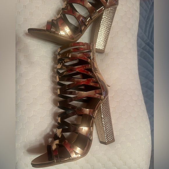 Shoe Republic LA | Shoes | Shoe Republic La Bronze Strappy Heels | Poshmark